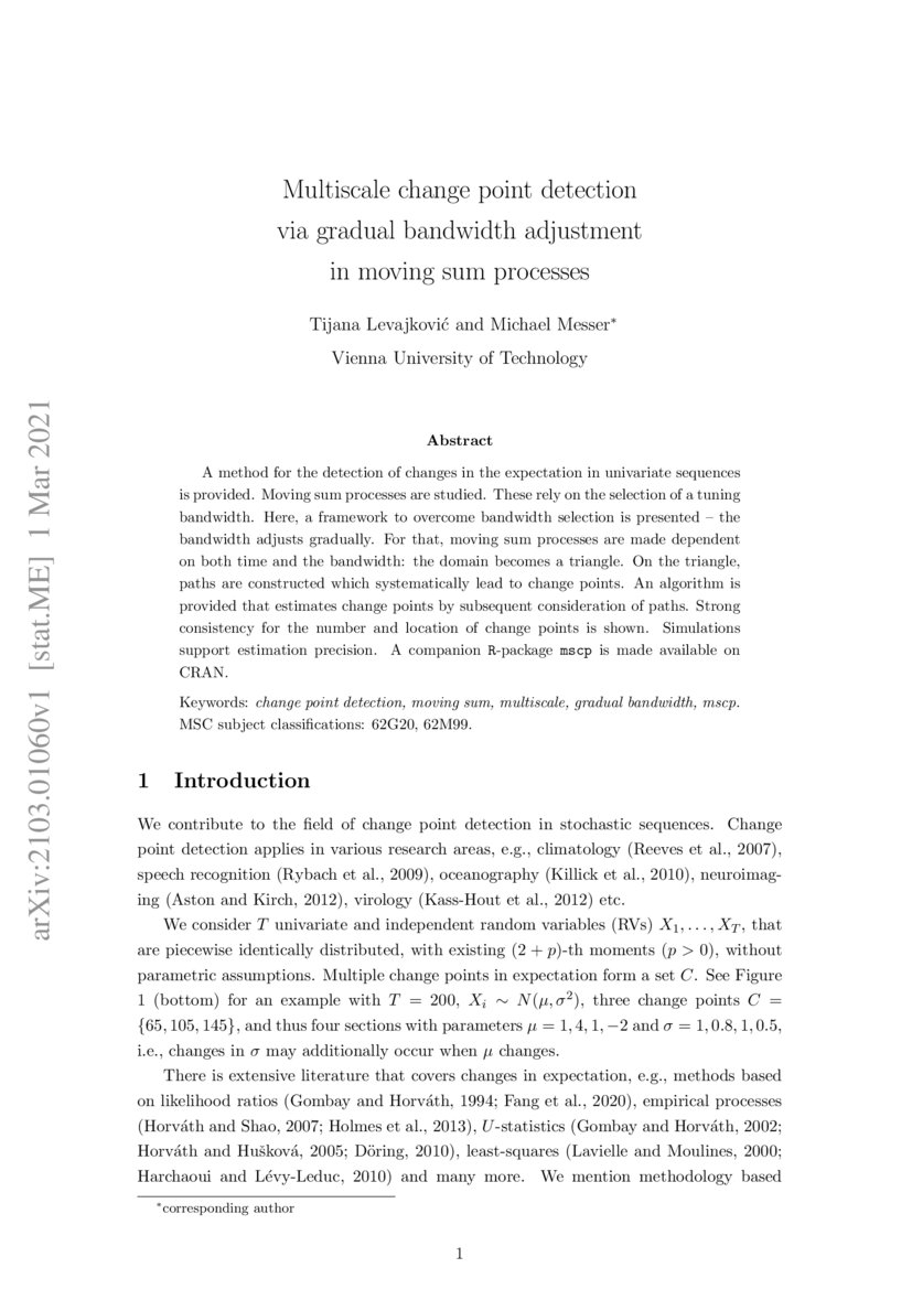 Multiscale change point detection via gradual bandwidth adjustment in moving sum processes | DeepAI