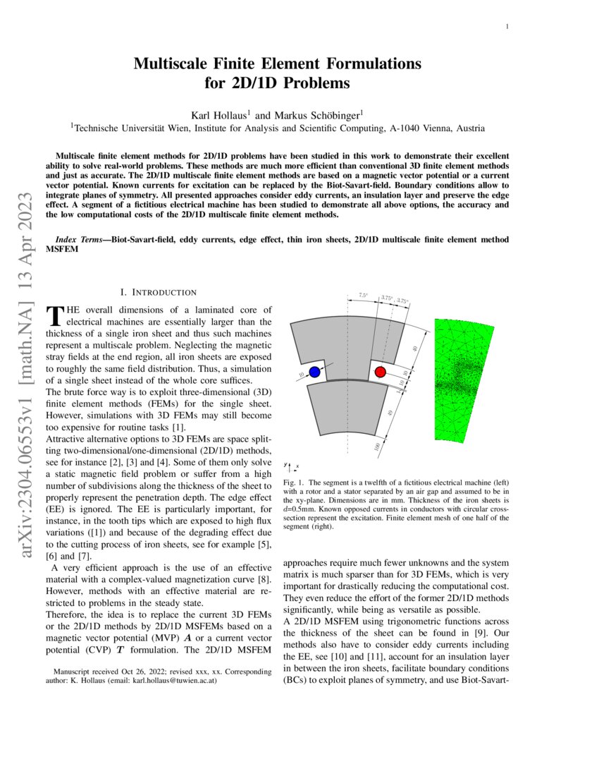 Multiscale Finite Element Formulations For 2d 1d Problems Deepai