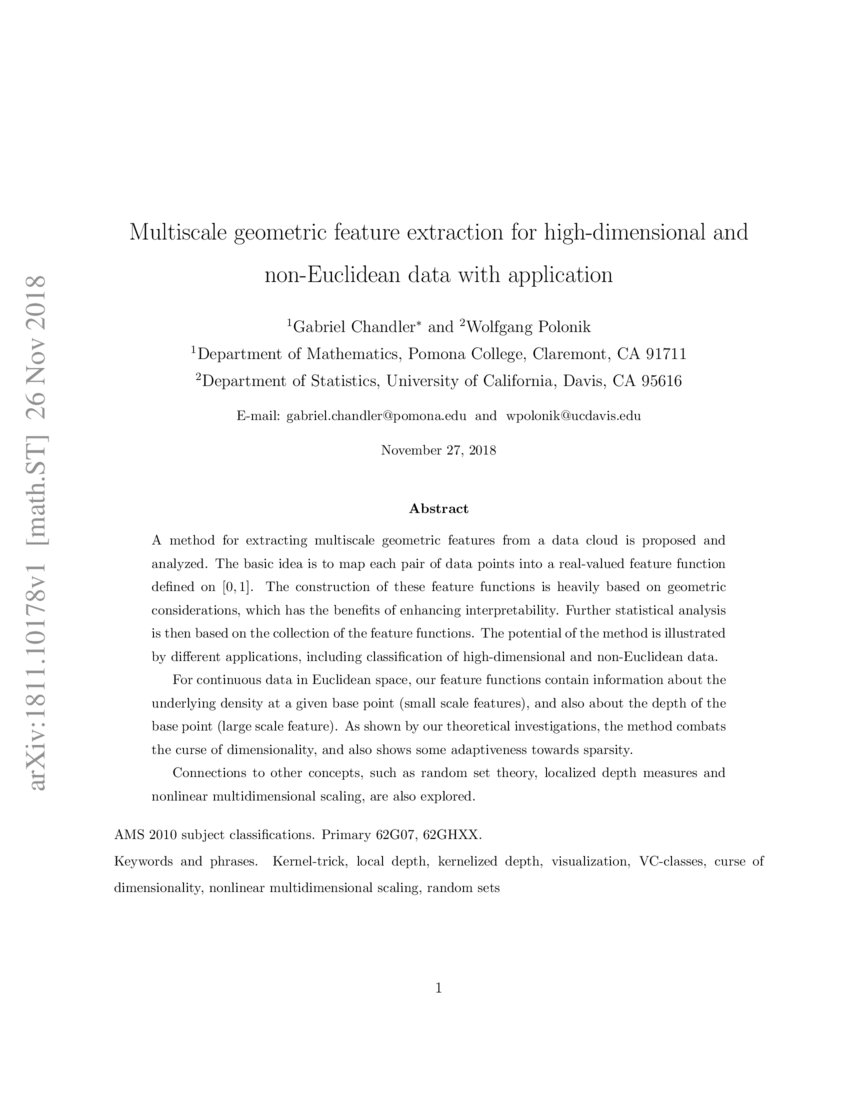Multiscale Geometric Feature Extraction For High Dimensional And Non Euclidean Data With