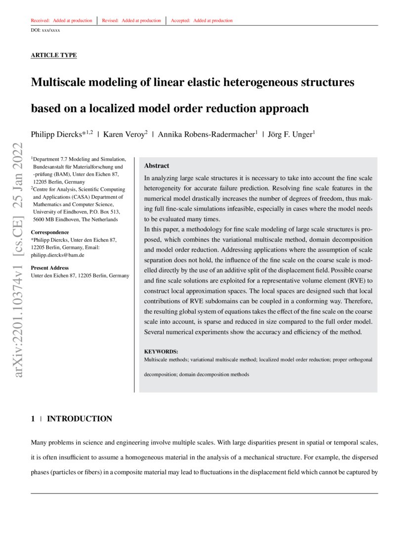 Multiscale Modeling Of Linear Elastic Heterogeneous Structures Based On