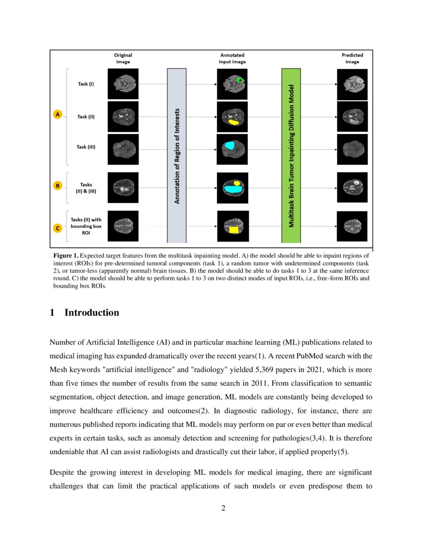 Multitask Brain Tumor Inpainting with Diffusion Models: A ...