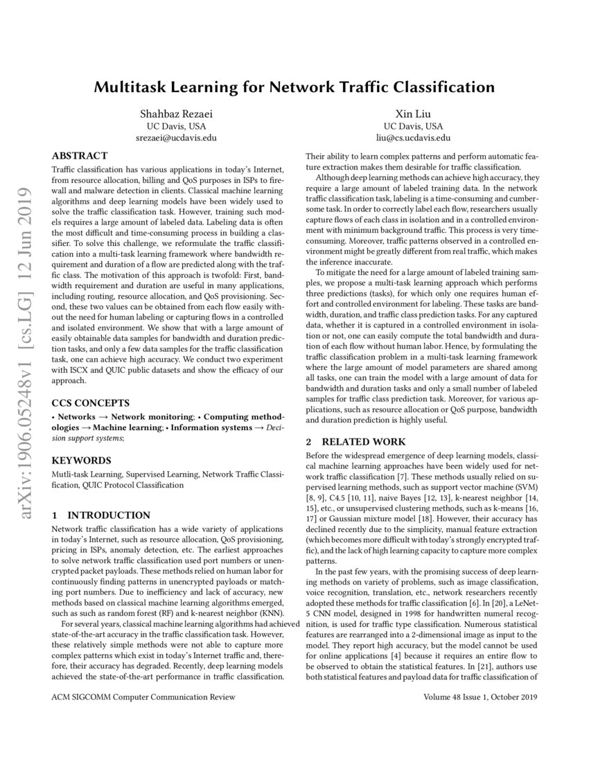 Multitask Learning for Network Traffic Classification | DeepAI