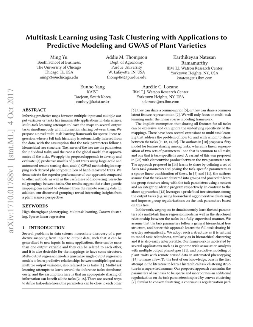 Multitask Learning Using Task Clustering With Applications To Predictive Modeling And Gwas Of