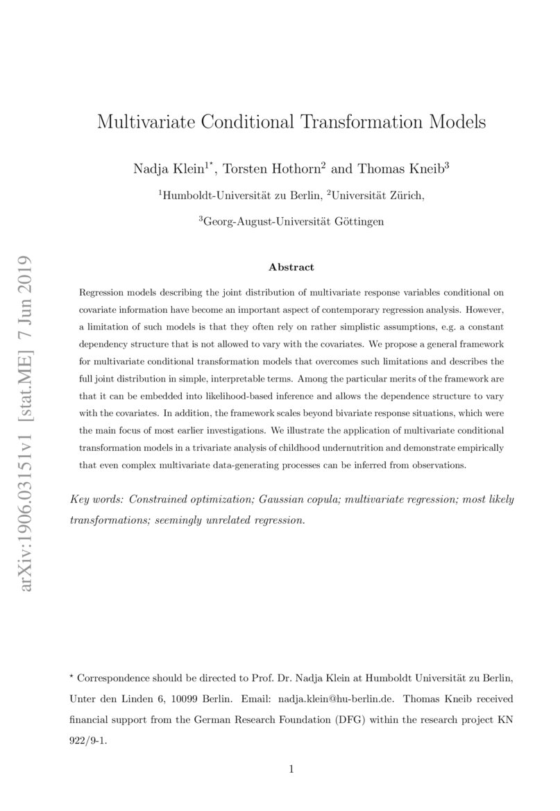 Multivariate Conditional Transformation Models | DeepAI
