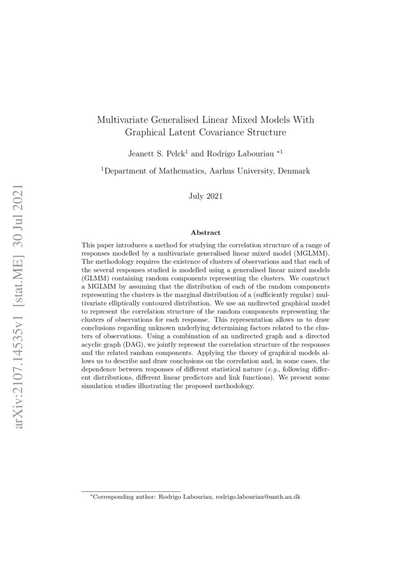 Multivariate Generalised Linear Mixed Models With Graphical Latent Covariance Structure Deepai 