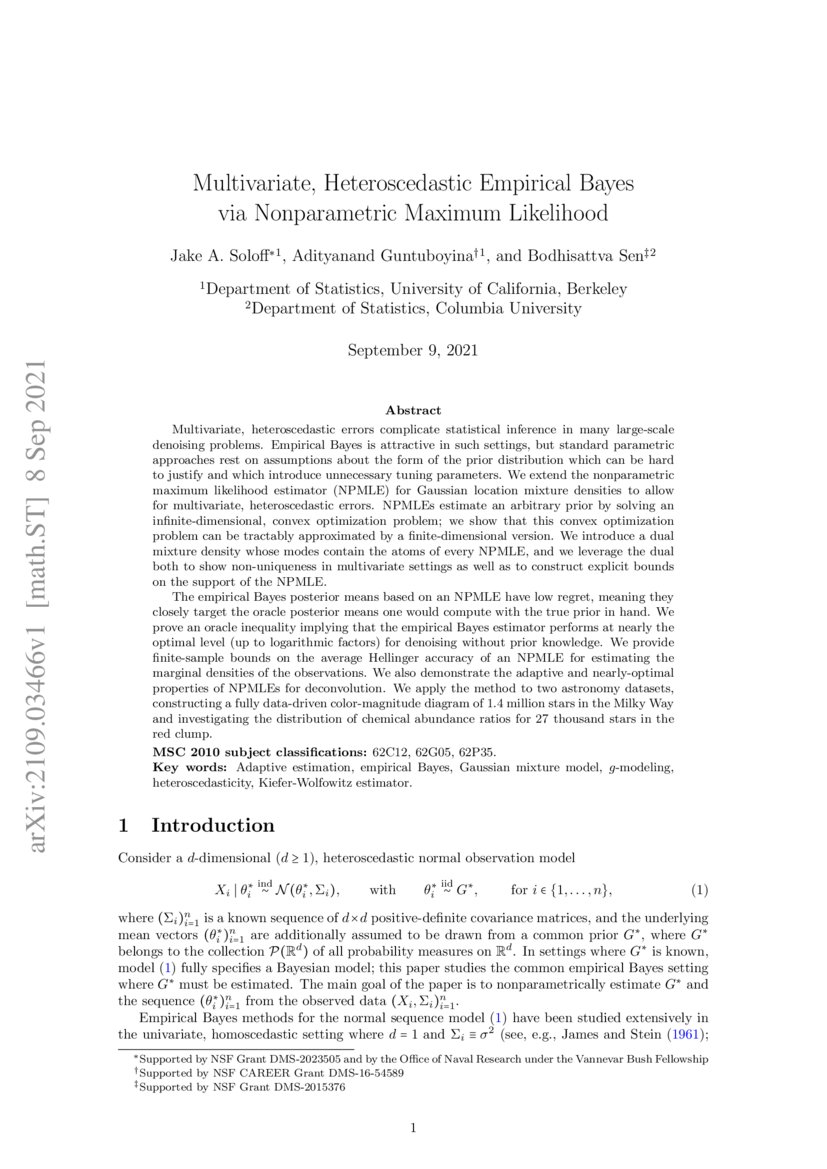 Multivariate Heteroscedastic Empirical Bayes Via Nonparametric Maximum Likelihood Deepai