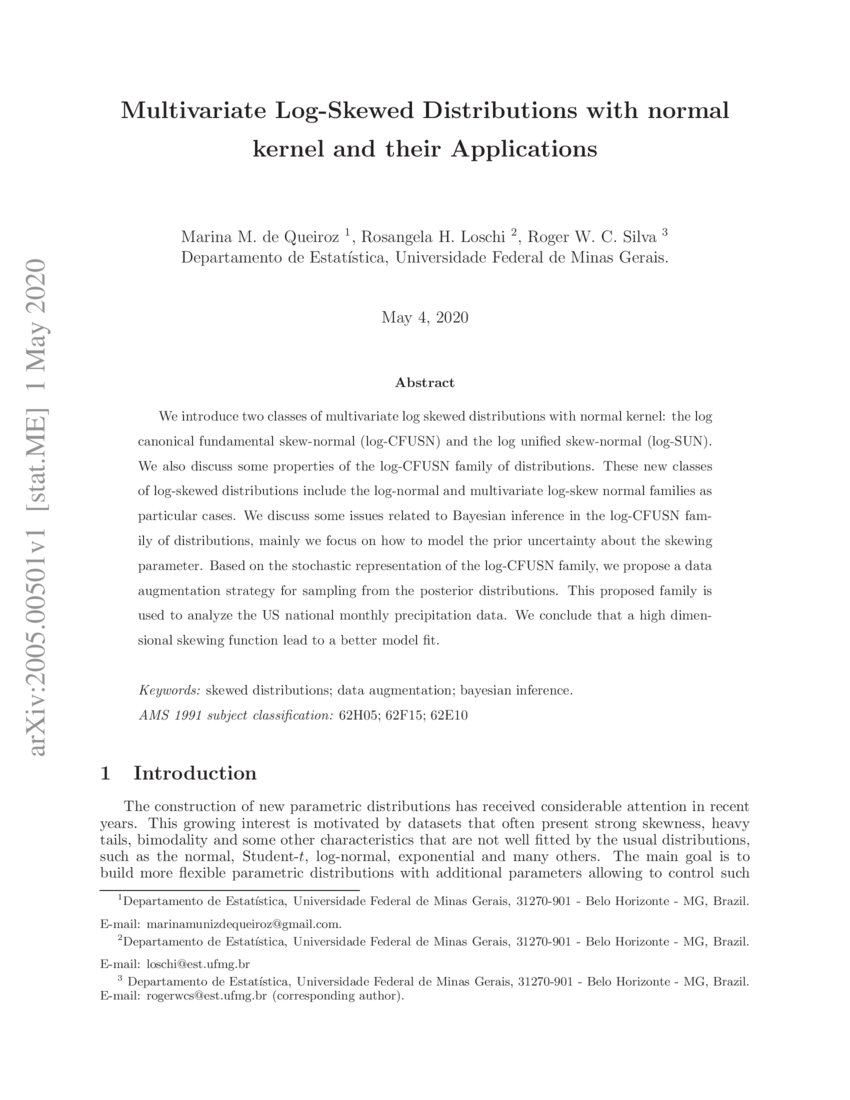 Multivariate Log-Skewed Distributions with normal kernel and their ...