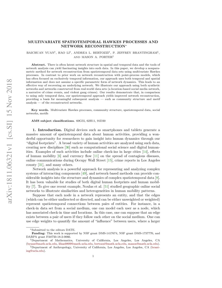 Multivariate Spatiotemporal Hawkes Processes and Network Reconstruction ...