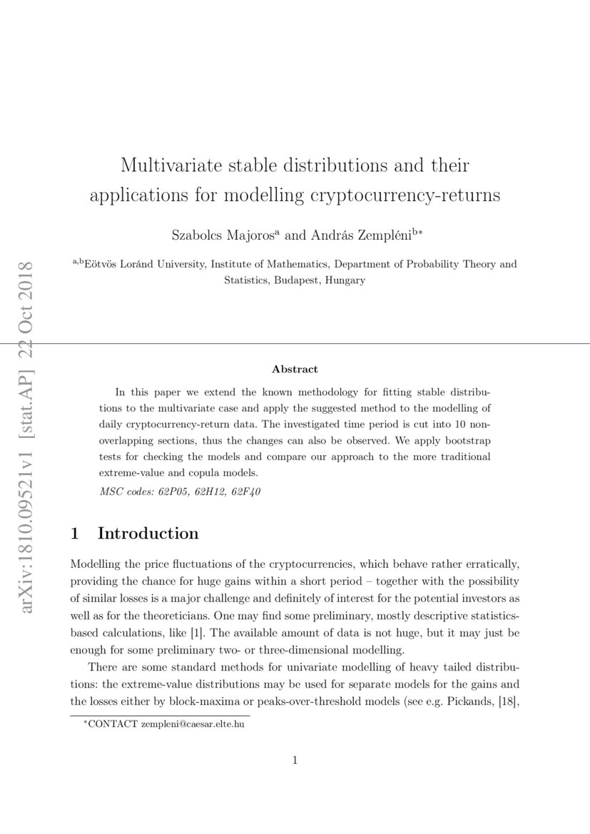 Multivariate stable distributions and their applications for modelling ... Multivariate stable distributions and their applications for modelling ...