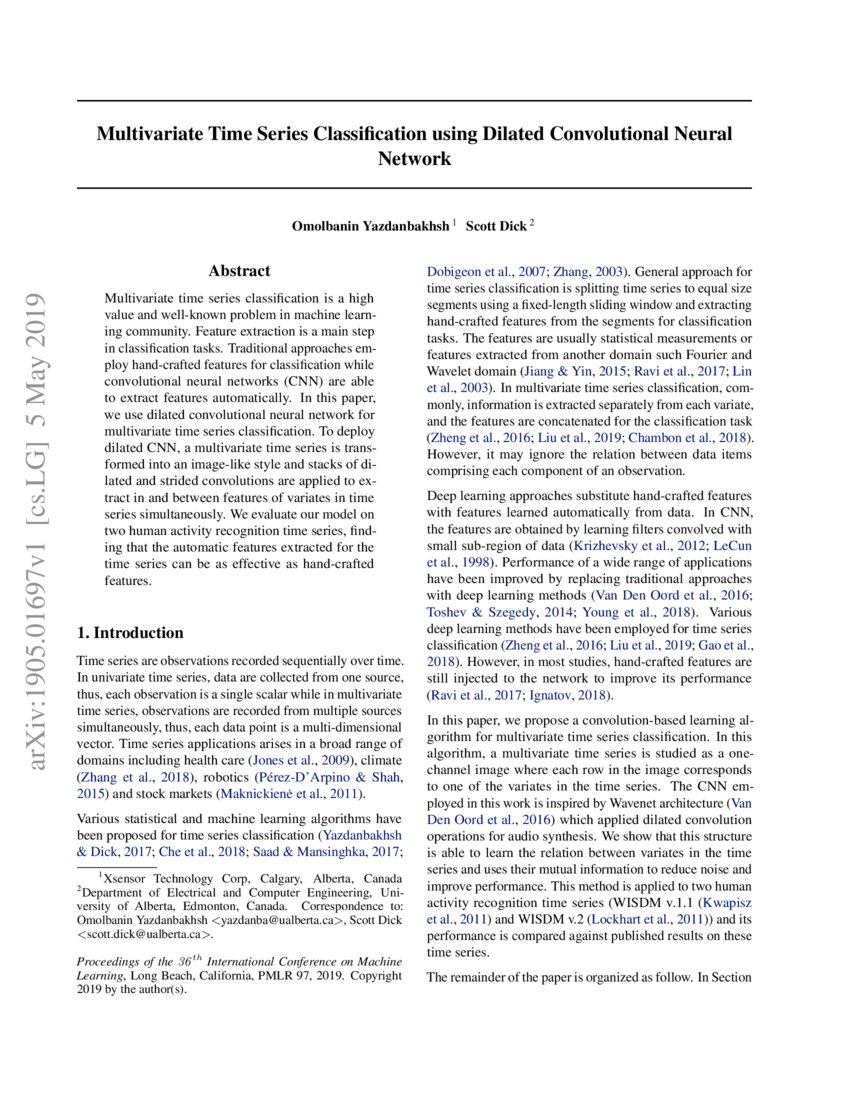 Multivariate Time Series Classification Using Dilated Convolutional Neural Network Deepai