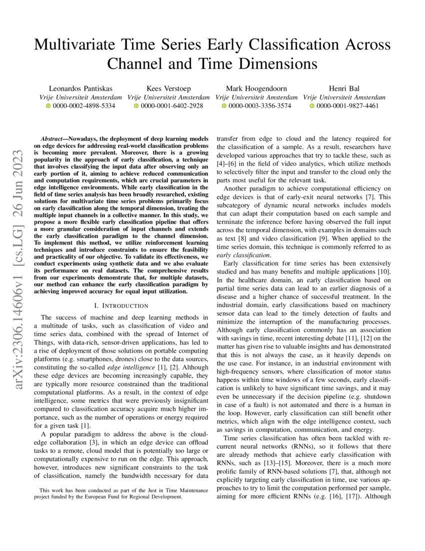 Multivariate Time Series Early Classification Across Channel and Time Dimensions | DeepAI