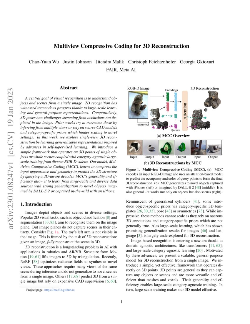 Multiview Compressive Coding For 3d Reconstruction Deepai