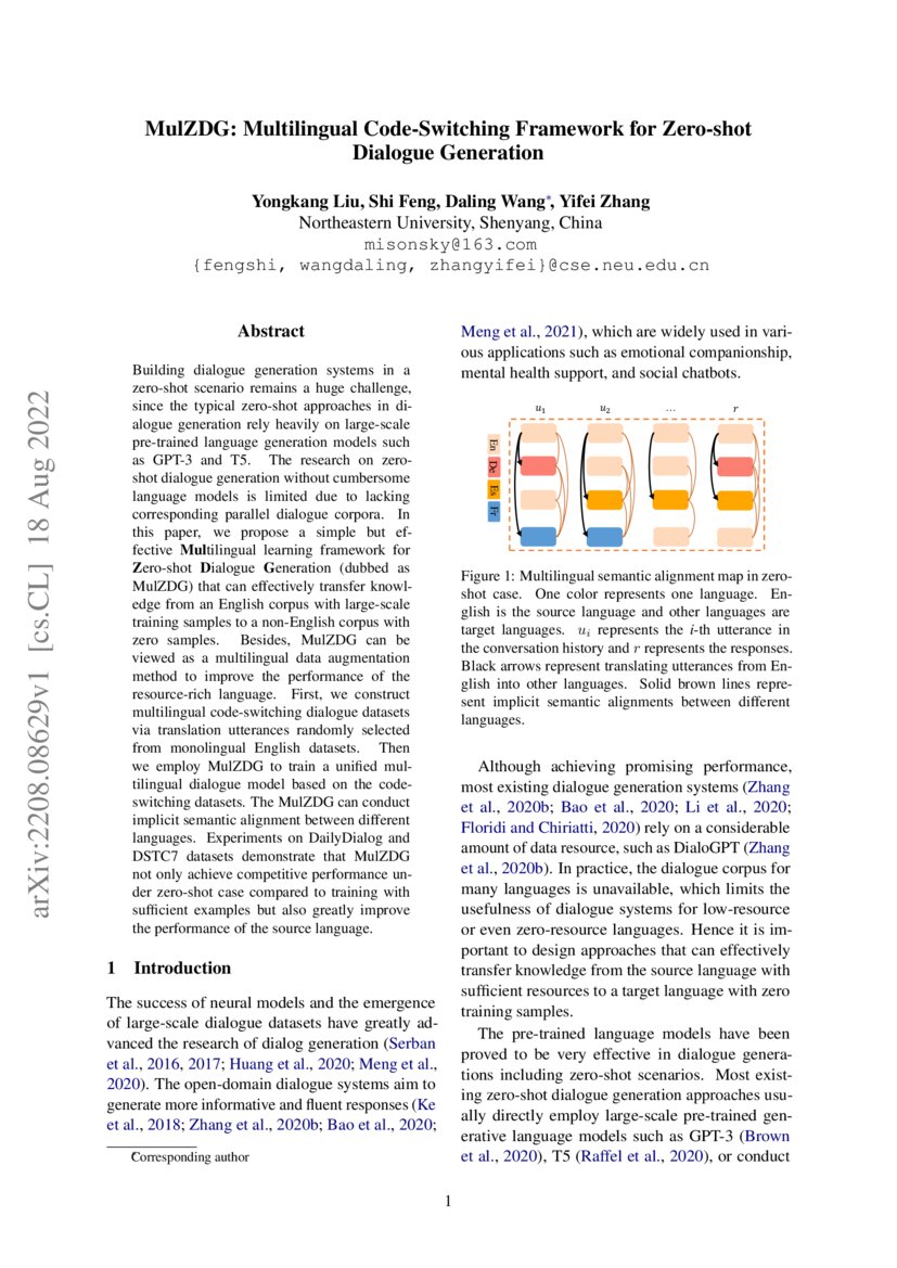 Mulzdg Multilingual Code Switching Framework For Zero Shot Dialogue Generation Deepai