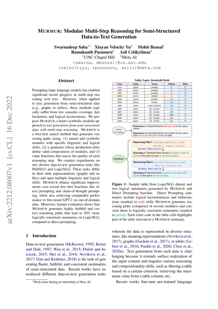 MURMUR: Modular Multi-Step Reasoning for Semi-Structured Data-to-Text Generation | DeepAI