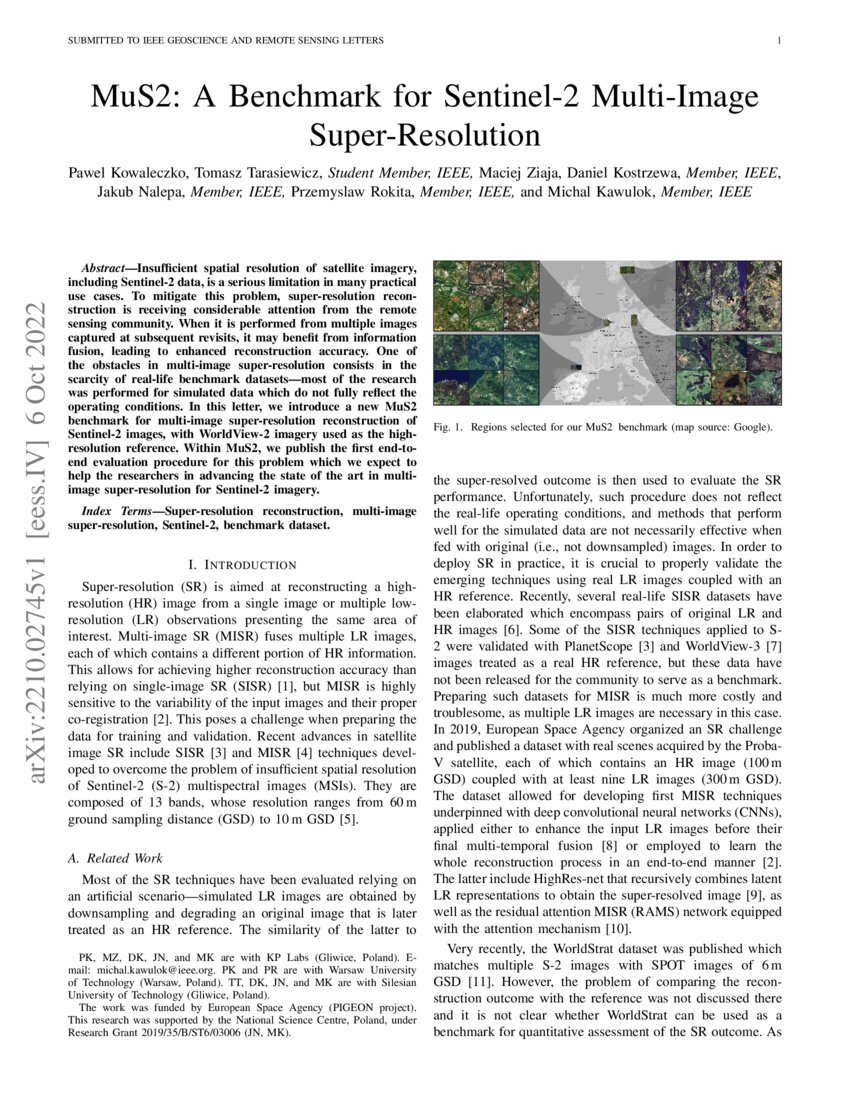 MuS2: A Benchmark for Sentinel-2 Multi-Image Super-Resolution | DeepAI