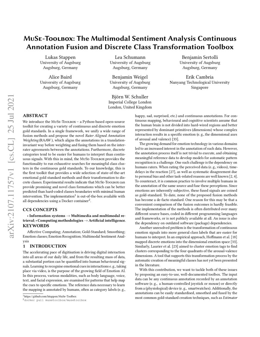 Muse Toolbox The Multimodal Sentiment Analysis Continuous Annotation