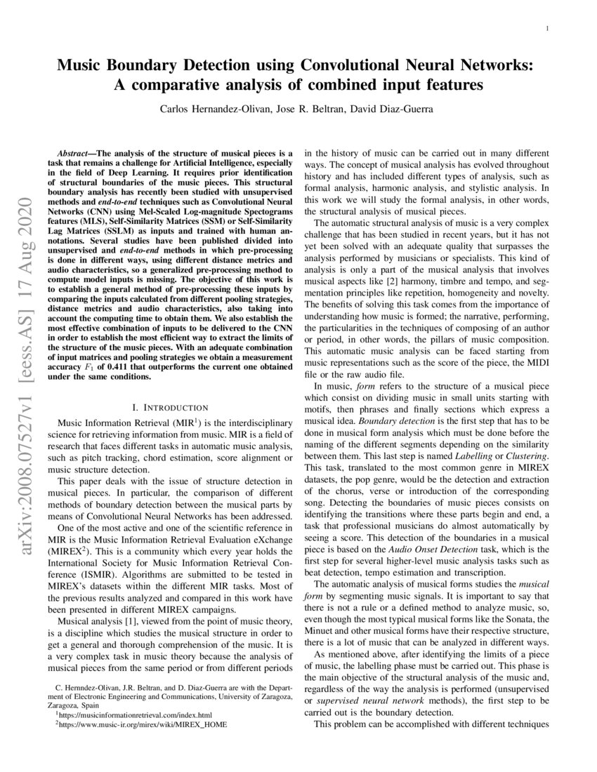 Music Boundary Detection Using Convolutional Neural Networks A