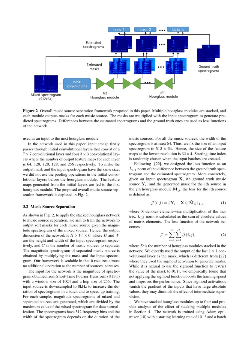 Music Source Separation Using Stacked Hourglass Networks Deepai