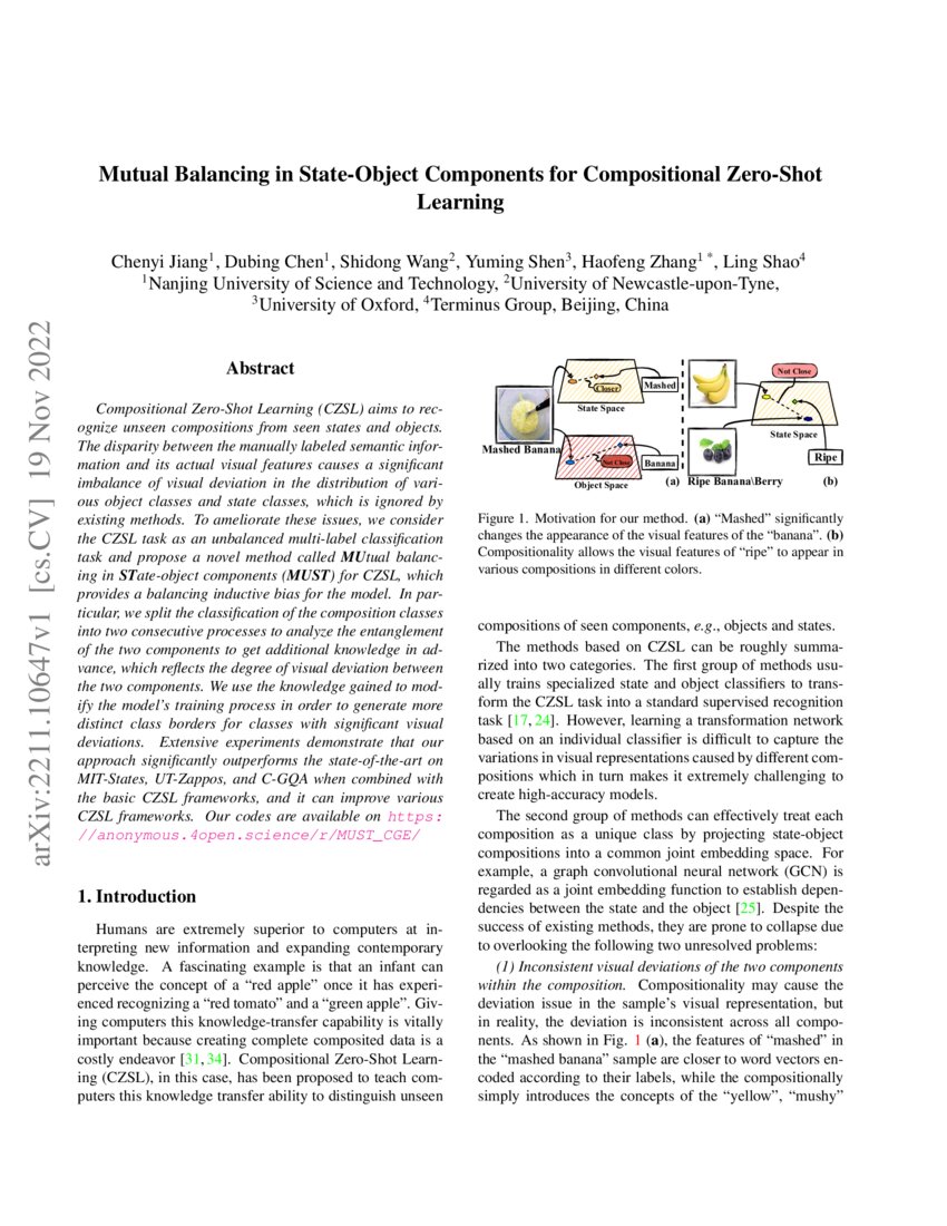 Mutual Balancing In State Object Components For Compositional Zero Shot Learning Deepai