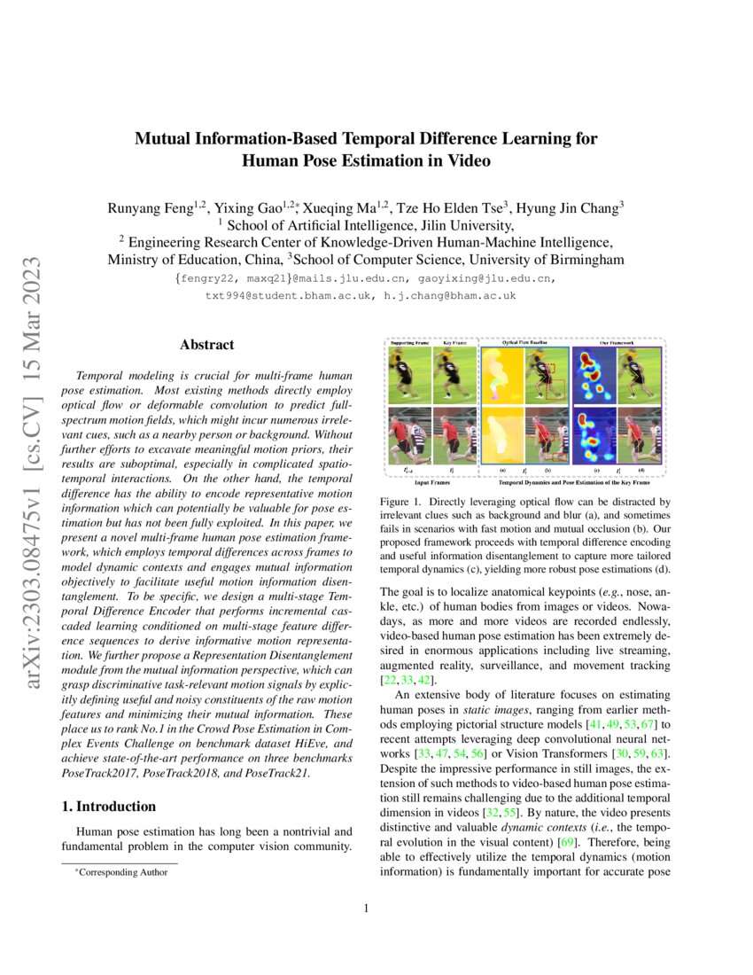 Mutual Information Based Temporal Difference Learning For Human Pose