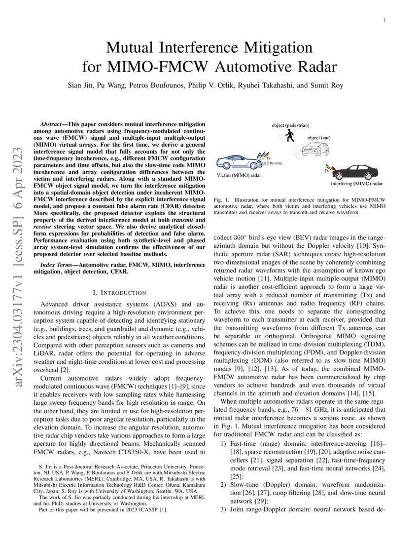 Mutual Interference Mitigation For Mimo Fmcw Automotive Radar Deepai