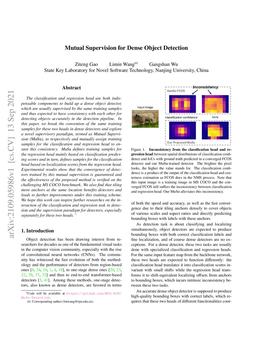 Mutual Supervision For Dense Object Detection Deepai