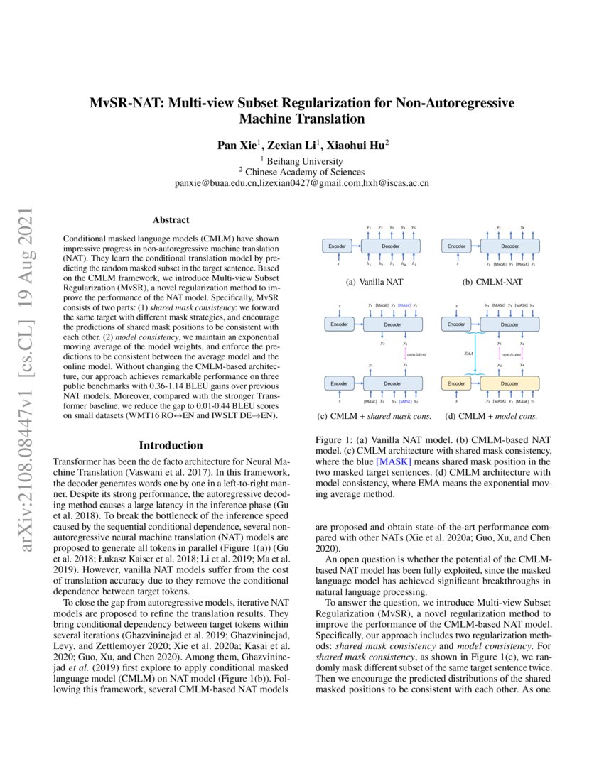 MvSR-NAT: Multi-view Subset Regularization for Non-Autoregressive ...
