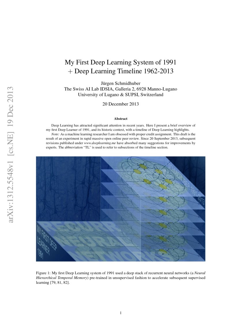 My First Deep Learning System of 1991 + Deep Learning Timeline 1962 ...