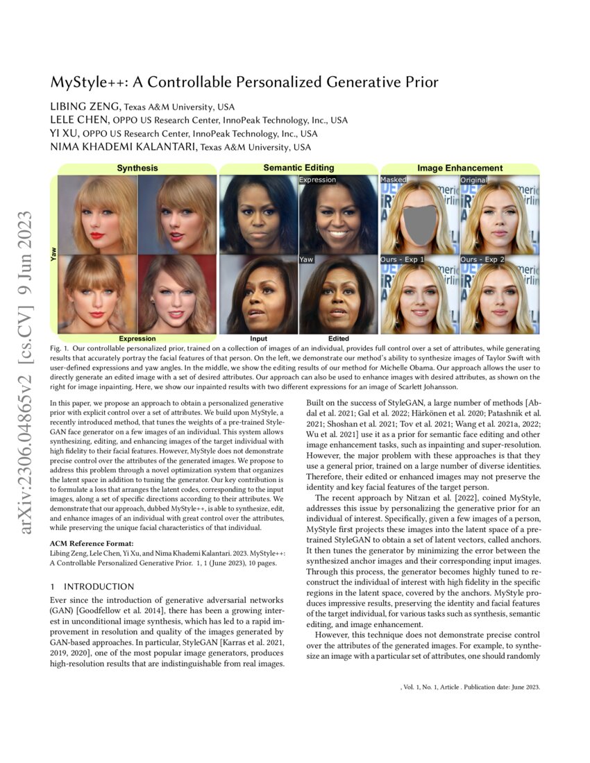 MyStyle++: A Controllable Personalized Generative Prior | DeepAI