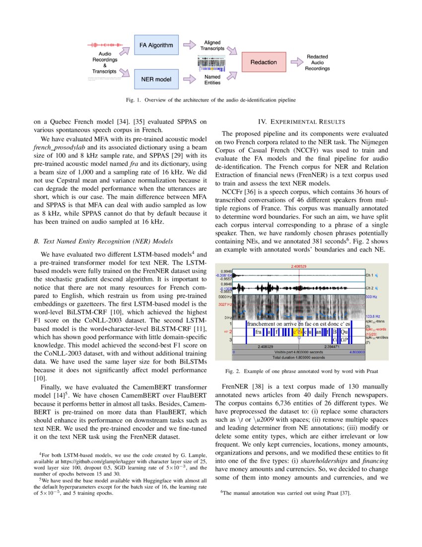 Named Entity Recognition For Audio De Identification Deepai