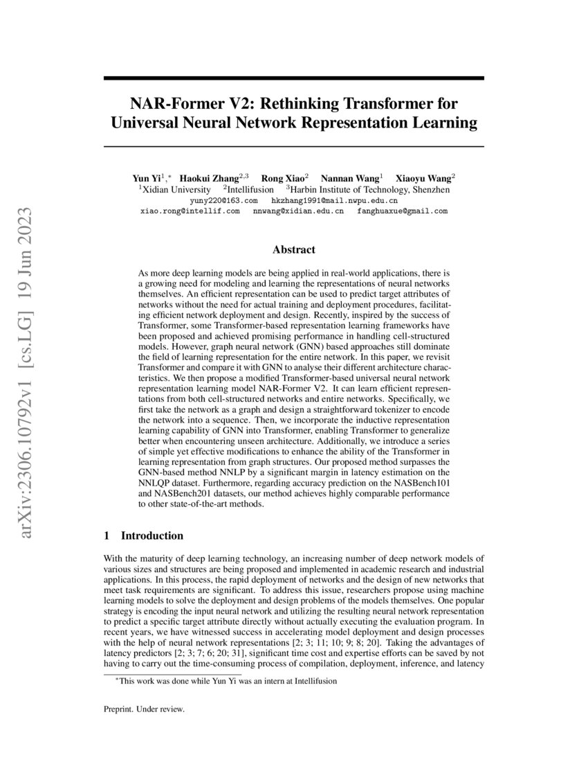 NAR-Former V2: Rethinking Transformer for Universal Neural Network Representation Learning | DeepAI