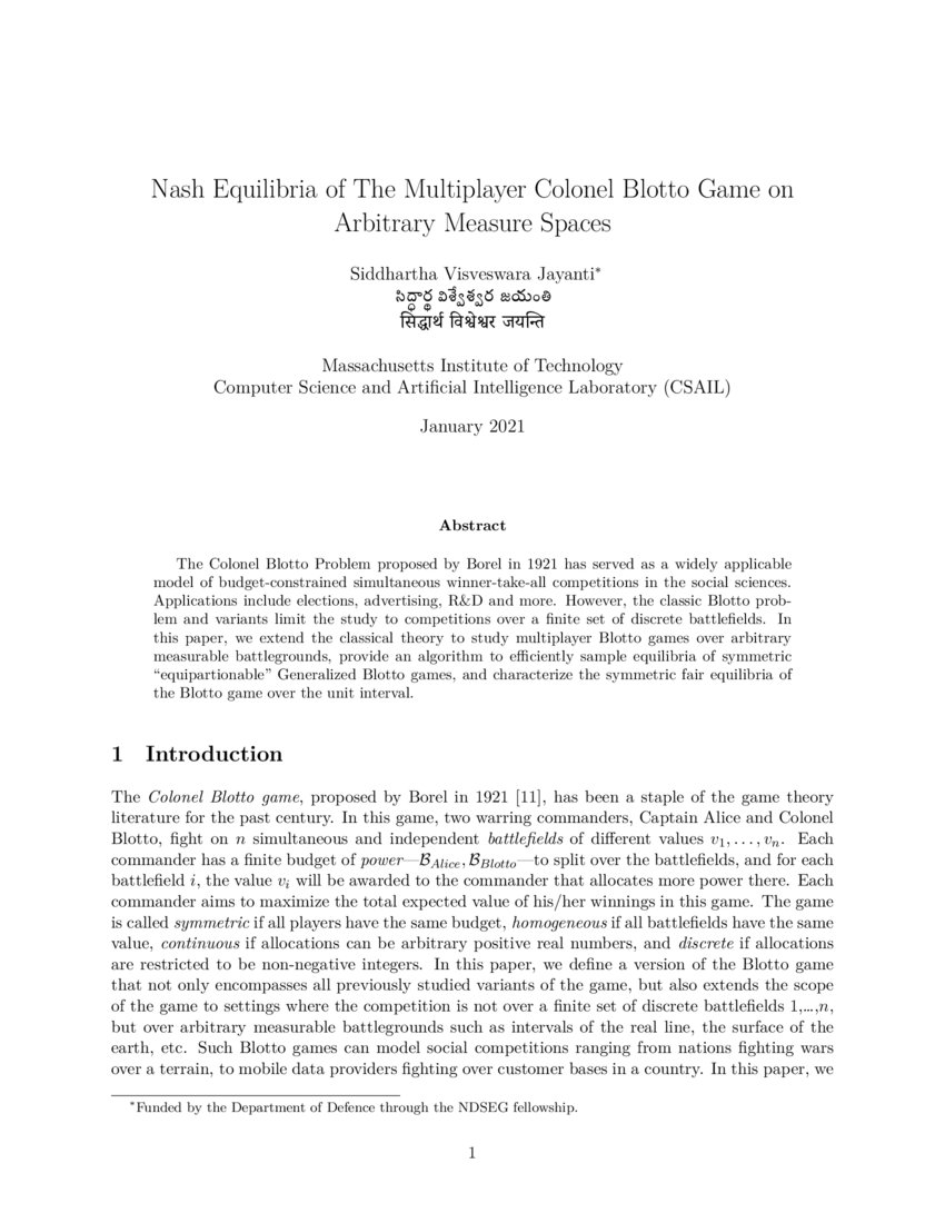Nash Equilibria of The Multiplayer Colonel Blotto Game on Arbitrary ...