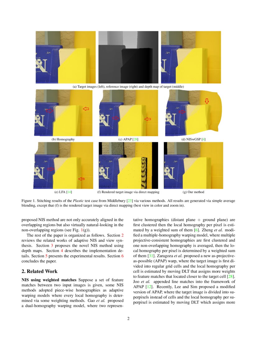 Natural Image Stitching Using Depth Maps | DeepAI