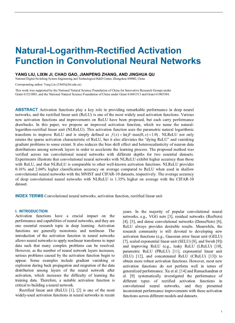 Natural-Logarithm-Rectified Activation Function in Convolutional Neural Networks | DeepAI