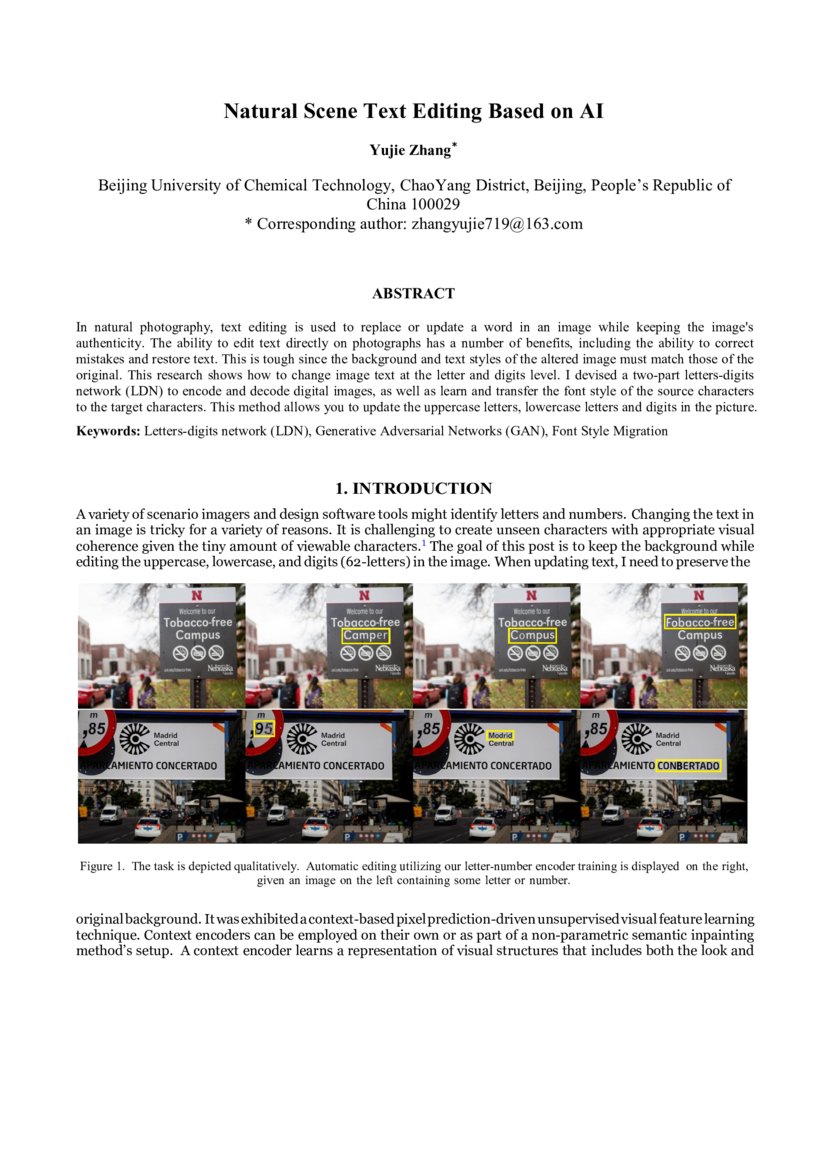 Natural Scene Text Editing Based on AI | DeepAI