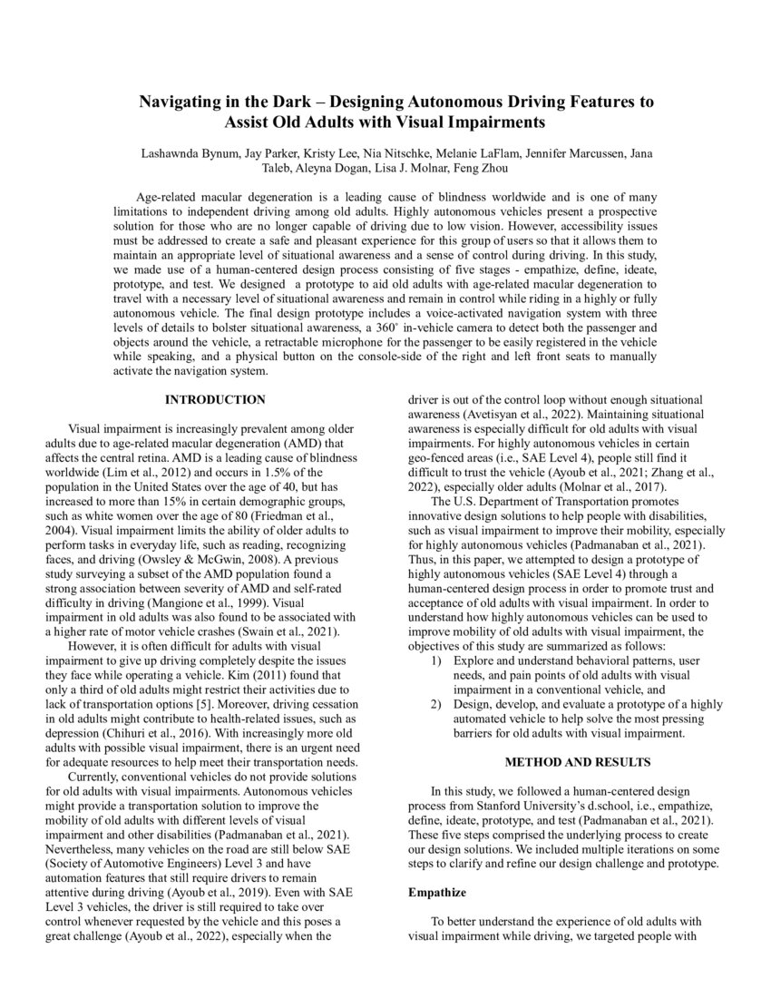 Navigating in the Dark – Designing Autonomous Driving Features to ...