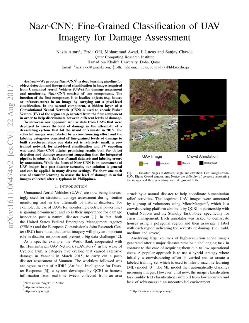 Nazr-CNN: Fine-Grained Classification of UAV Imagery for Damage Assessment | DeepAI