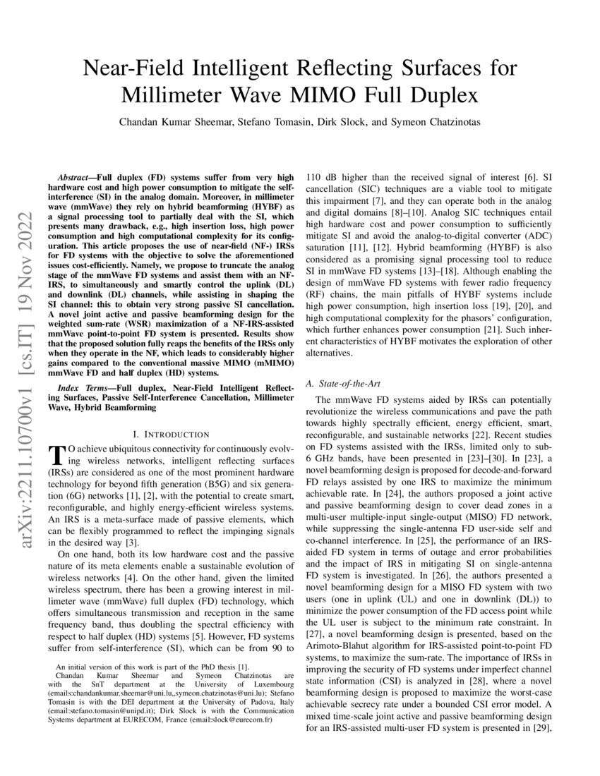 Near-Field Intelligent Reflecting Surfaces for Millimeter Wave MIMO ...