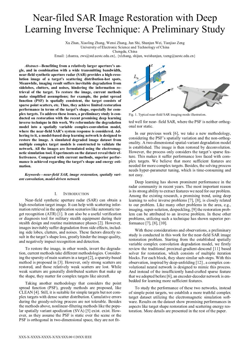 Near-filed SAR Image Restoration with Deep Learning Inverse Technique: A Preliminary Study | DeepAI