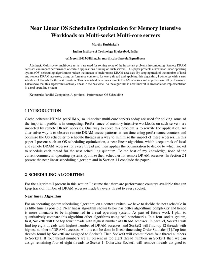 Near Linear Os Scheduling Optimization For Memory Intensive Workloads On Multi Socket Multi Core