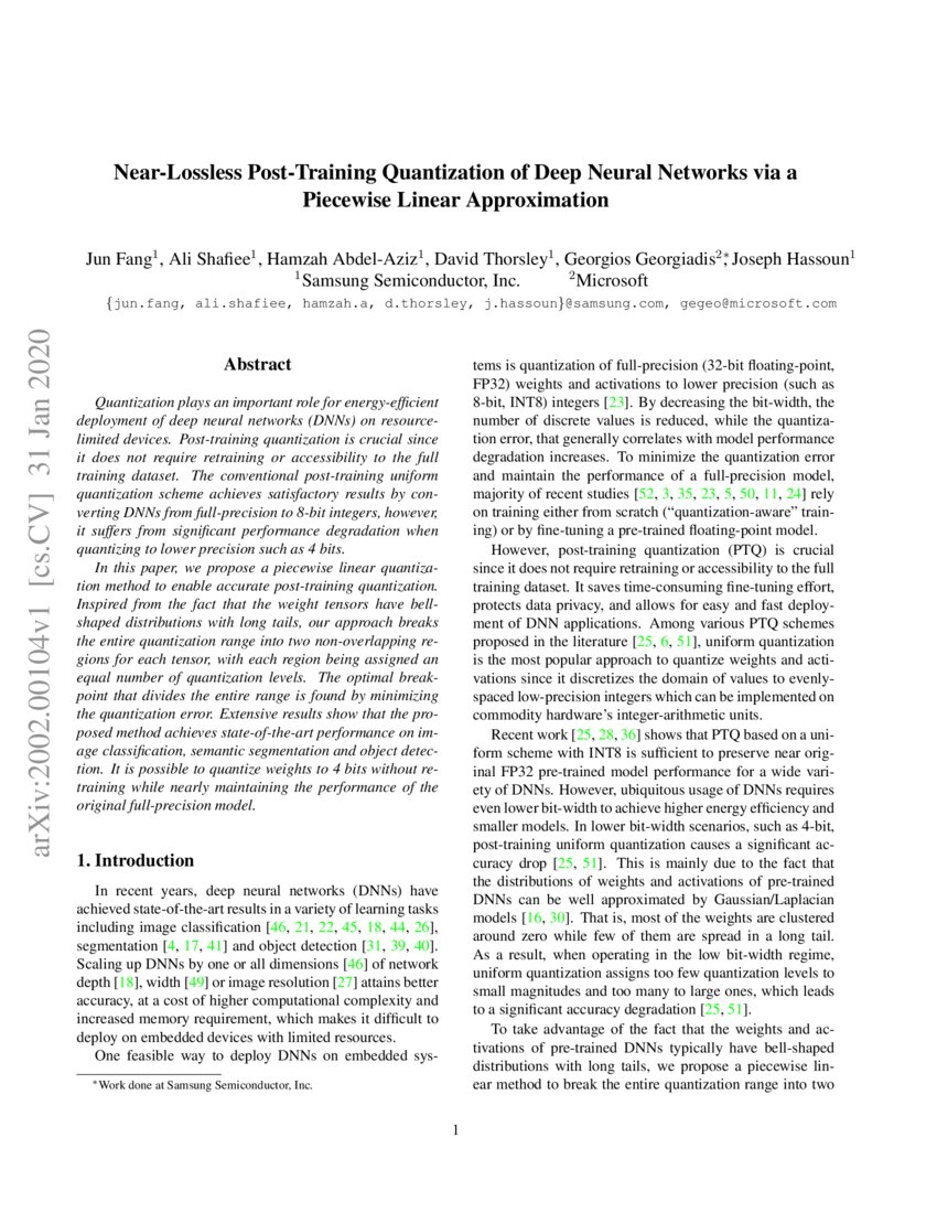 Near-Lossless Post-Training Quantization of Deep Neural Networks via a ... Near-Lossless Post-Training Quantization of Deep Neural Networks via a ...
