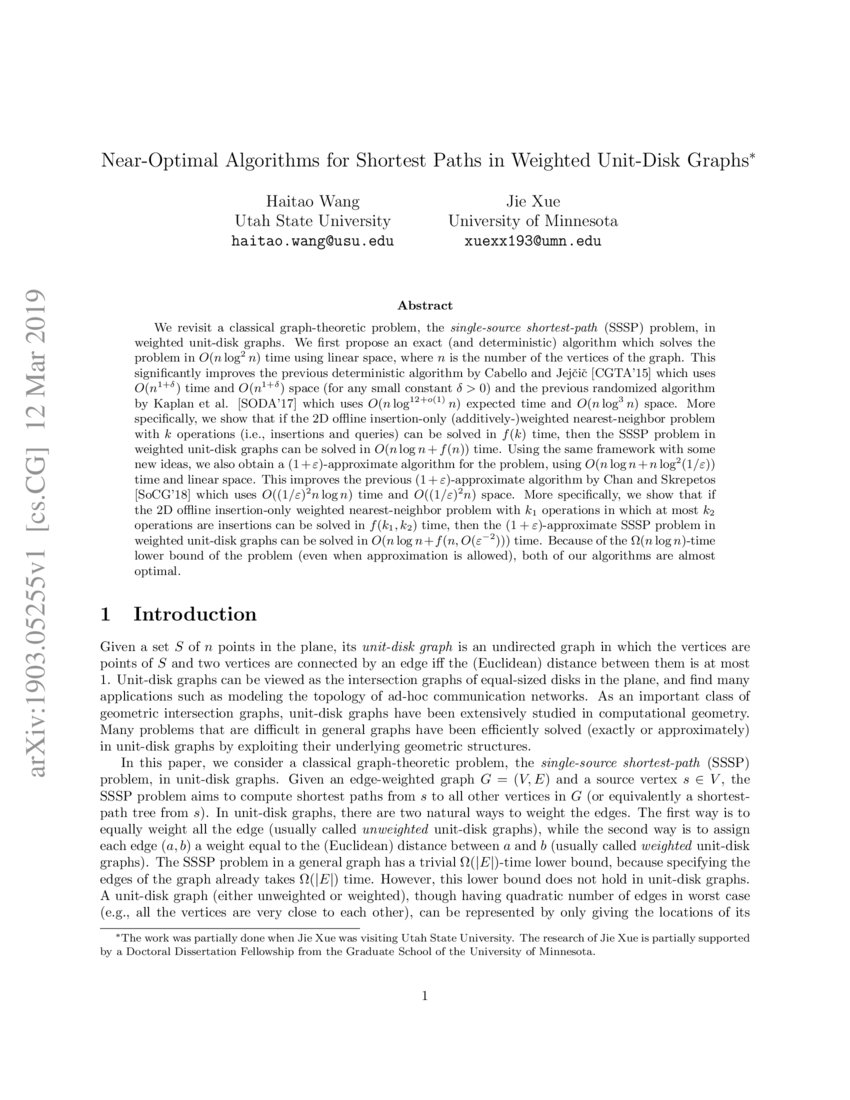 Near Optimal Algorithms For Shortest Paths In Weighted Unit Disk Graphs Deepai
