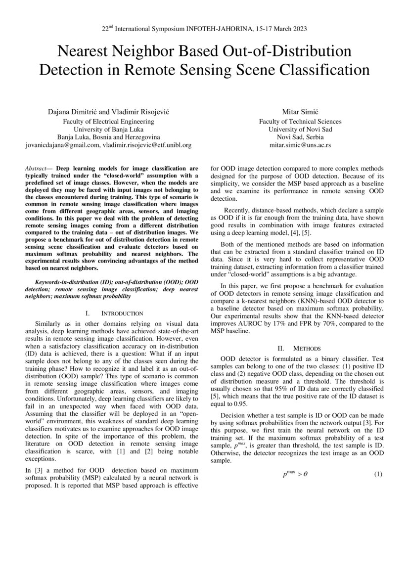 Nearest Neighbor Based Out Of Distribution Detection In Remote Sensing