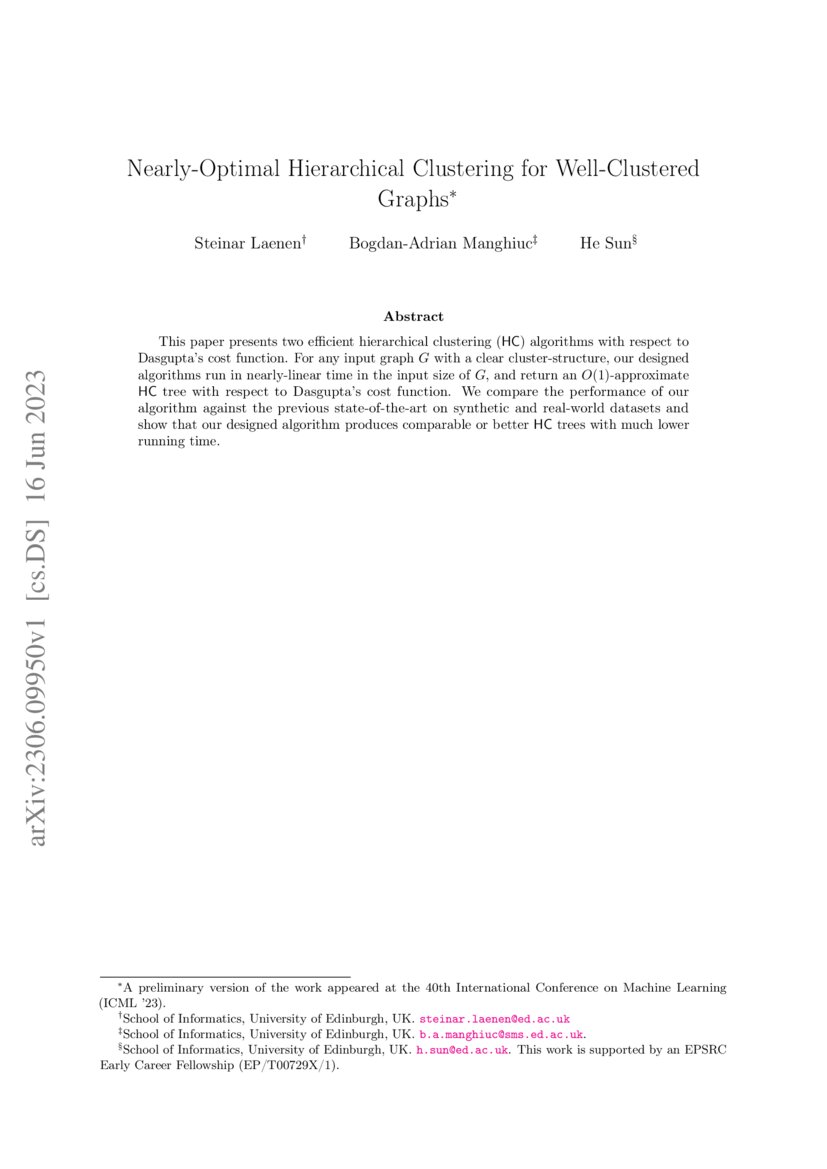 Nearly-Optimal Hierarchical Clustering for Well-Clustered Graphs | DeepAI
