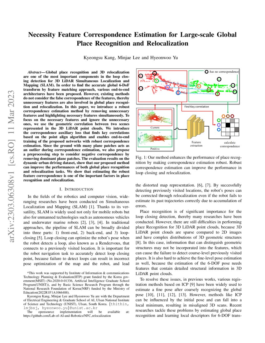 Necessity Feature Correspondence Estimation for Large-scale Global Place Recognition and ...