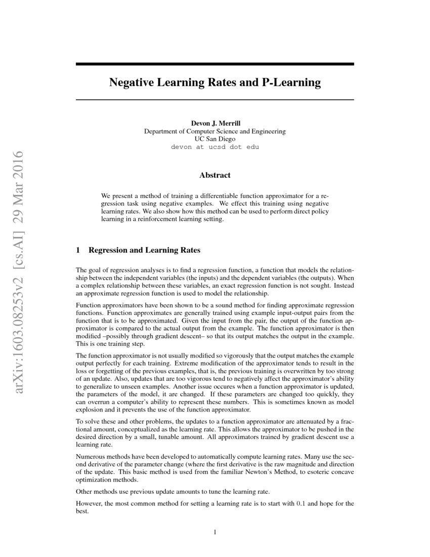 Negative Learning Rates and P-Learning | DeepAI
