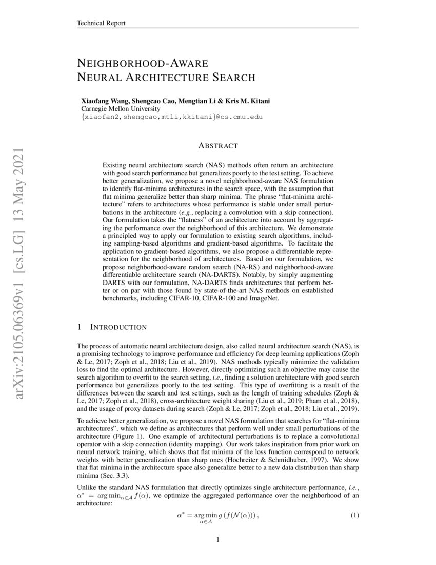 Neighborhood-Aware Neural Architecture Search | DeepAI