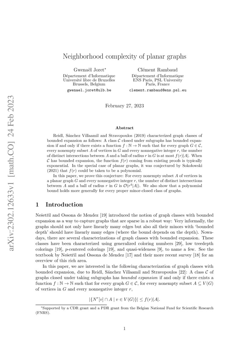 Neighborhood Complexity Of Planar Graphs Deepai 