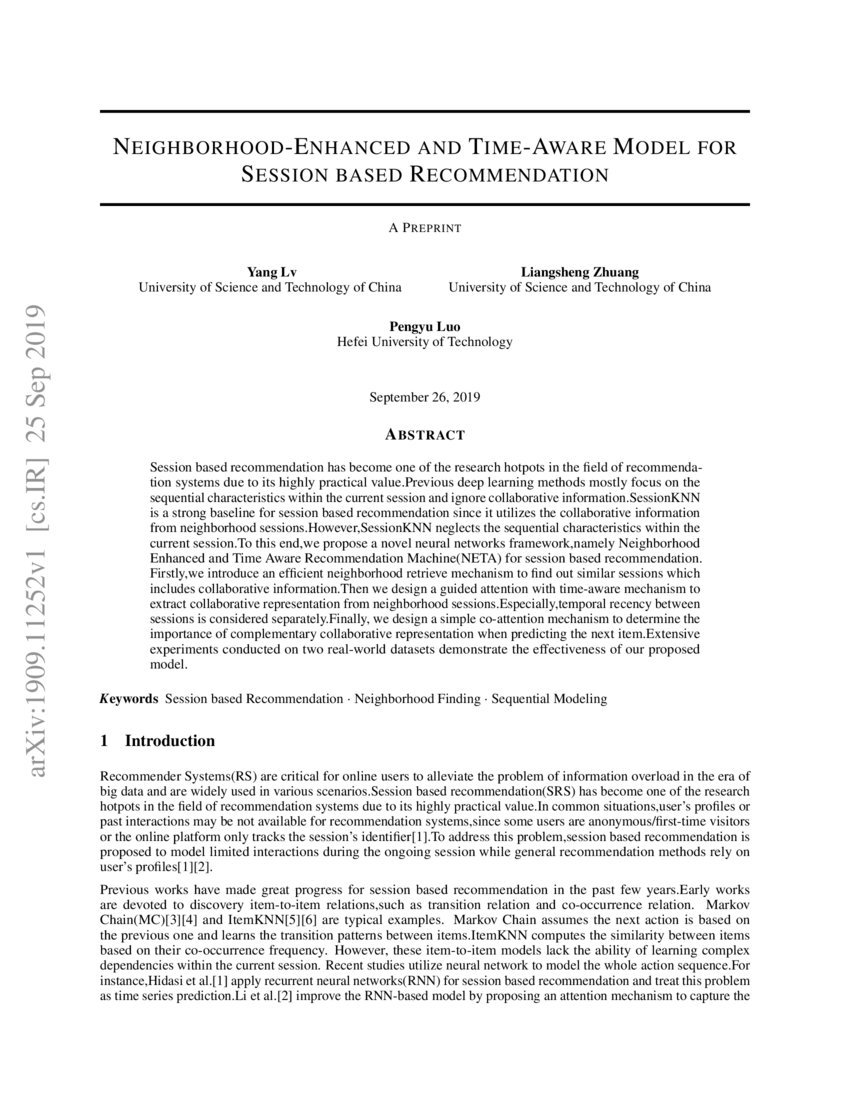 Neighborhood-Enhanced and Time-Aware Model for Session-based Recommendation | DeepAI