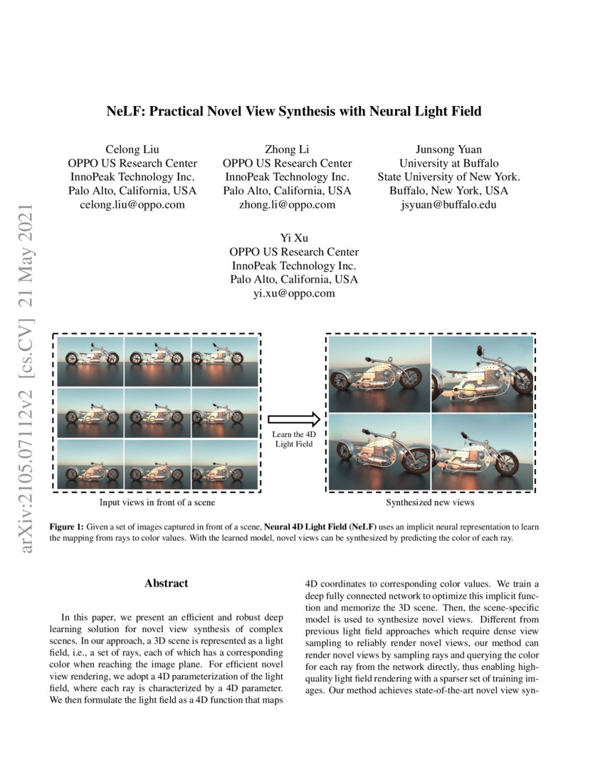 Neulf Efficient Novel View Synthesis With Neural 4d Light Field Deepai 0259
